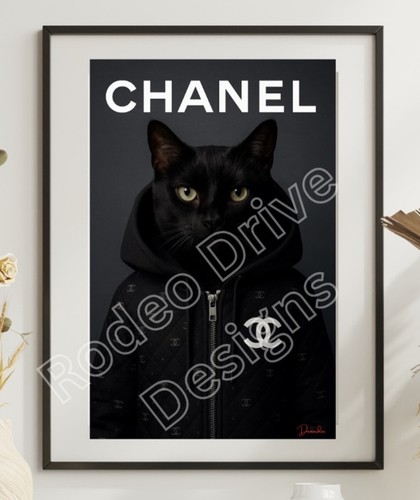 11x17 Chanel Inspired Black Cat Poster Print Fashion Wall Art Modern ...