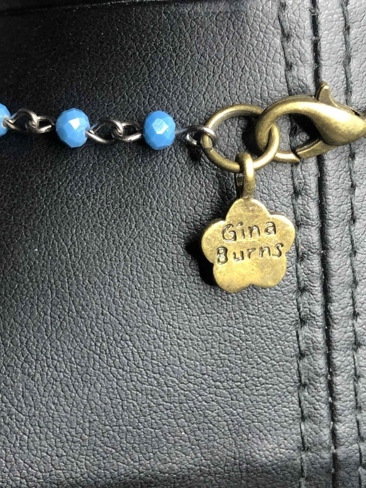 7714 Gina Burns Artisan Antiqued Upcycled Blue moon Saturn Pendant Necklace 18" | eBay