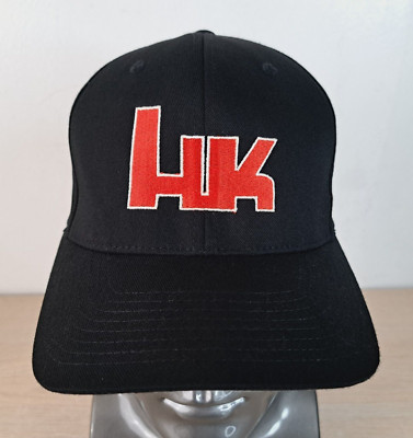 HECKLER & KOCH HK FLEXFIT FITTED BASEBALL HAT/CAP, SIZE S/M, BLACK/RED ...