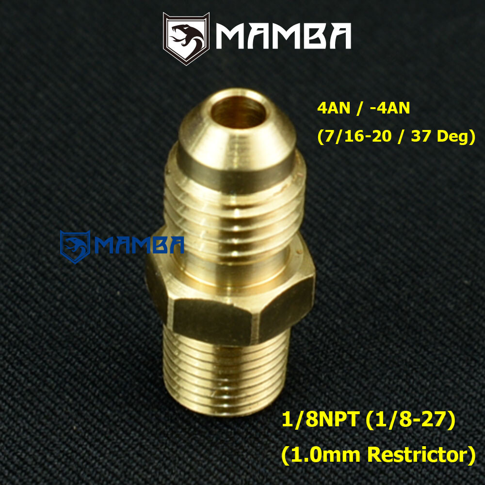 MAMBA Brass Turbo Adapter Fitting with 1.0mm Restrictor 4AN to 1/8NPT ...