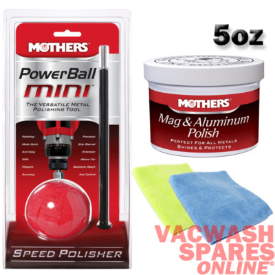 MOTHERS POWERBALL MINI METAL POLISHING TOOL+MAG AND ALUMINUM POLISH 5oz ...