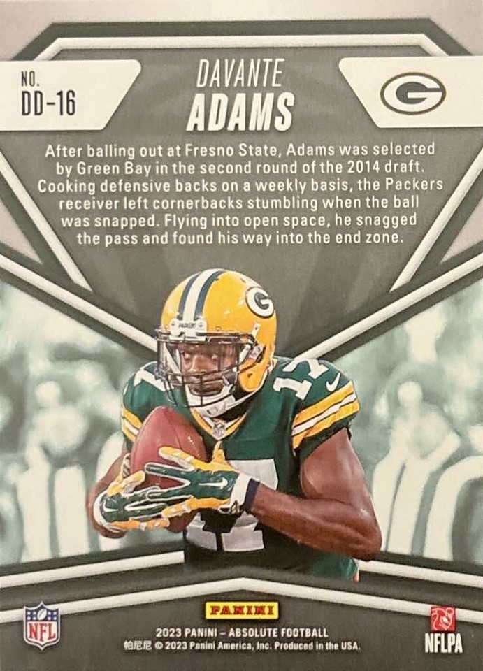2023 Panini Absolute Football #DD-16 DAVANTE ADAMS Draft Diamonds ...