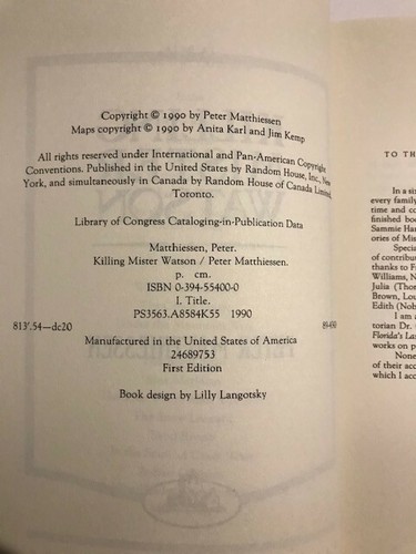 Killing Mr. Watson, Peter Matthiessen, 1st Edition | eBay