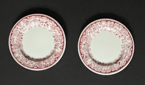 2 Vintage Walker China Saucer Side Plates Floral Red Pink Transferware ...