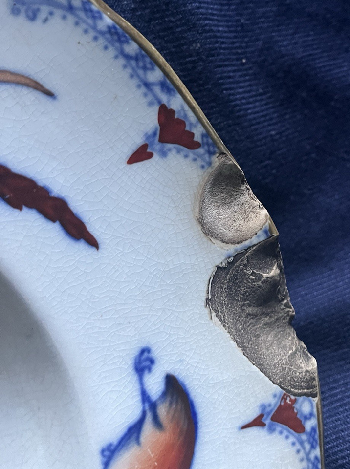 Antique Imari style Ironstone Platter, stamped Mona c1850, chip on rim ...