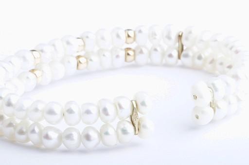 Freshwater Pearl Bangle 585 14K Yellow Gold Flexible Movable # | eBay