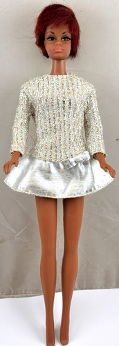 VINTAGE 1960's MATTEL REDHEAD TNT BENDABLE LEG JULIA DOLL IN SILVER ...