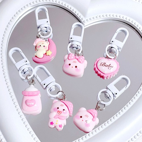 Cute Pacifier Bear Keychain Baby Bottle Moon Bear Pendant Keyring Car ...