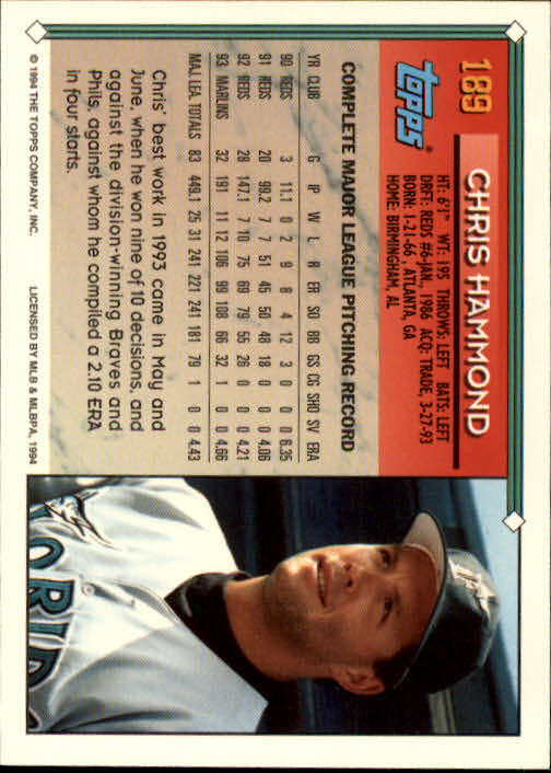 1994 Topps - #189 Chris Hammond for sale online | eBay