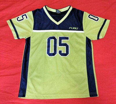 Vintage 1990's FUBU 05 Youth Juniors Lime Green Boys Football Jersey XL ...