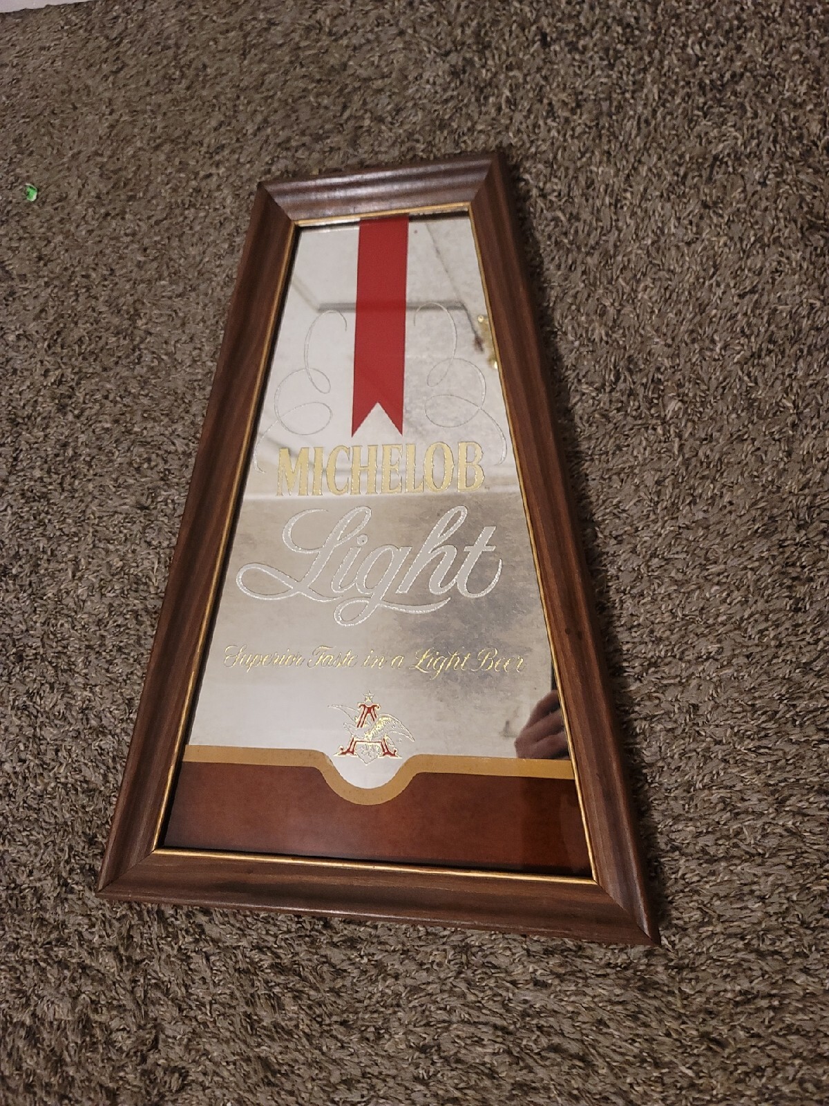 Vtg Michelob Light Beer Bar Mirror Sign Wood Frame, Man Cave, Bar ...