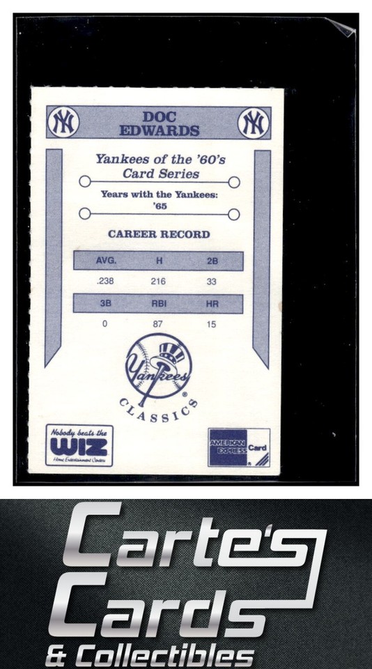 Doc Edwards 1992 The Wiz Yankees of the 60s #38 TTM/IP Signed ...