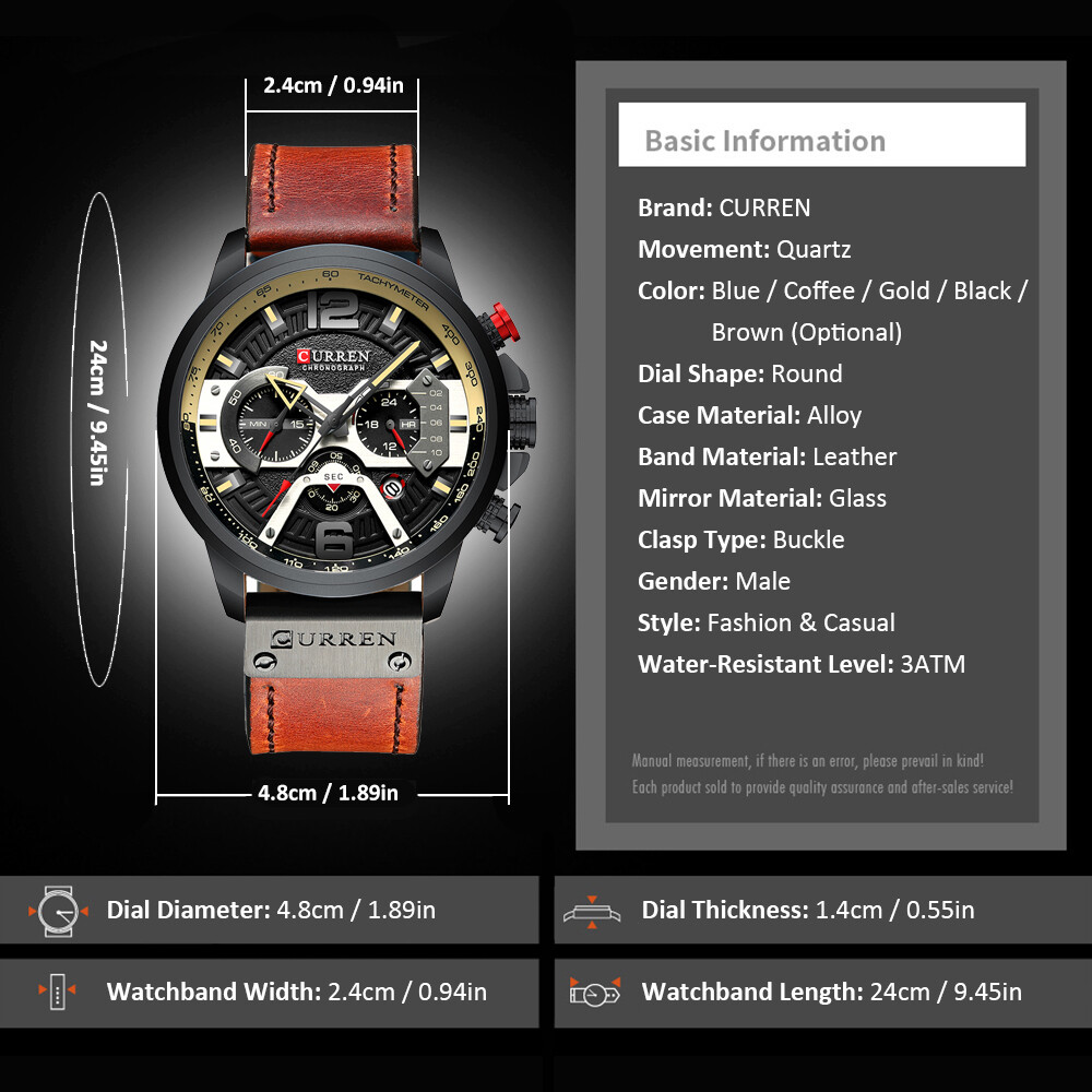 CURREN 8329 Watch Business Men Simple Sport Wristwatch Three U5D7 | eBay