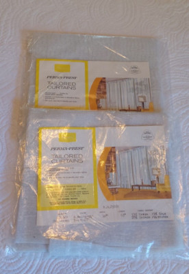 Vintage White NOS Sears Perma-Prest Tailored Curtains - 40 x 63 each ...