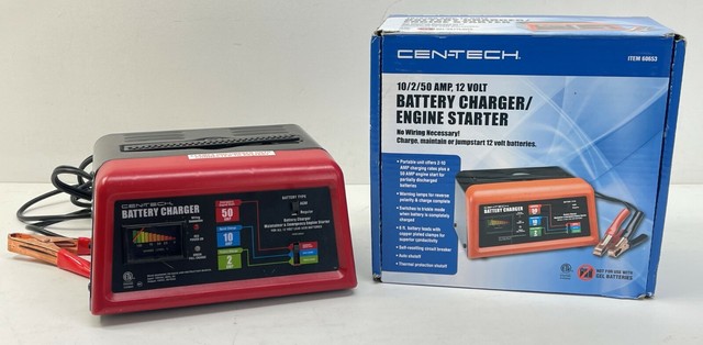 Centech 10/2/50 Amp 12v Car Auto Boat Battery Charger With Engine Start ...
