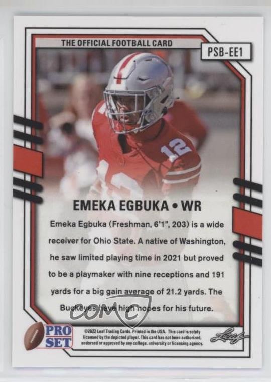 2022 Leaf Pro Set Draft Metal Blue Prismatic Emeka Egbuka #PSB-EE1 | eBay