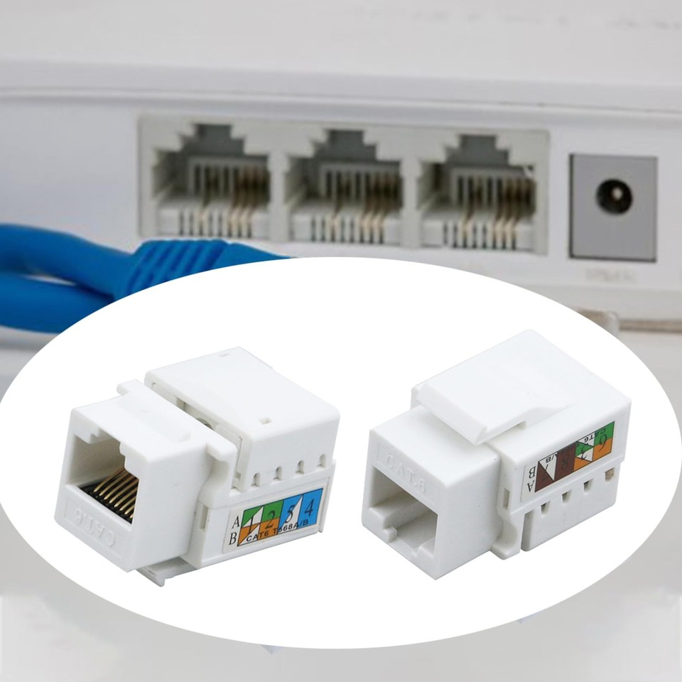 10-Pack RJ45 Cat5e Keystone Jack Module Connector Adapter for Wall ...