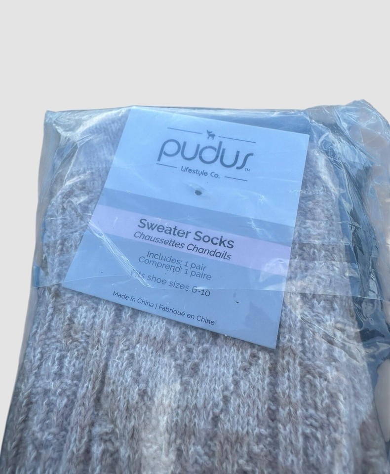 Pudus Sweater Socks Over the Knee Beige Brand New Sealed Fits Sizes 6 ...