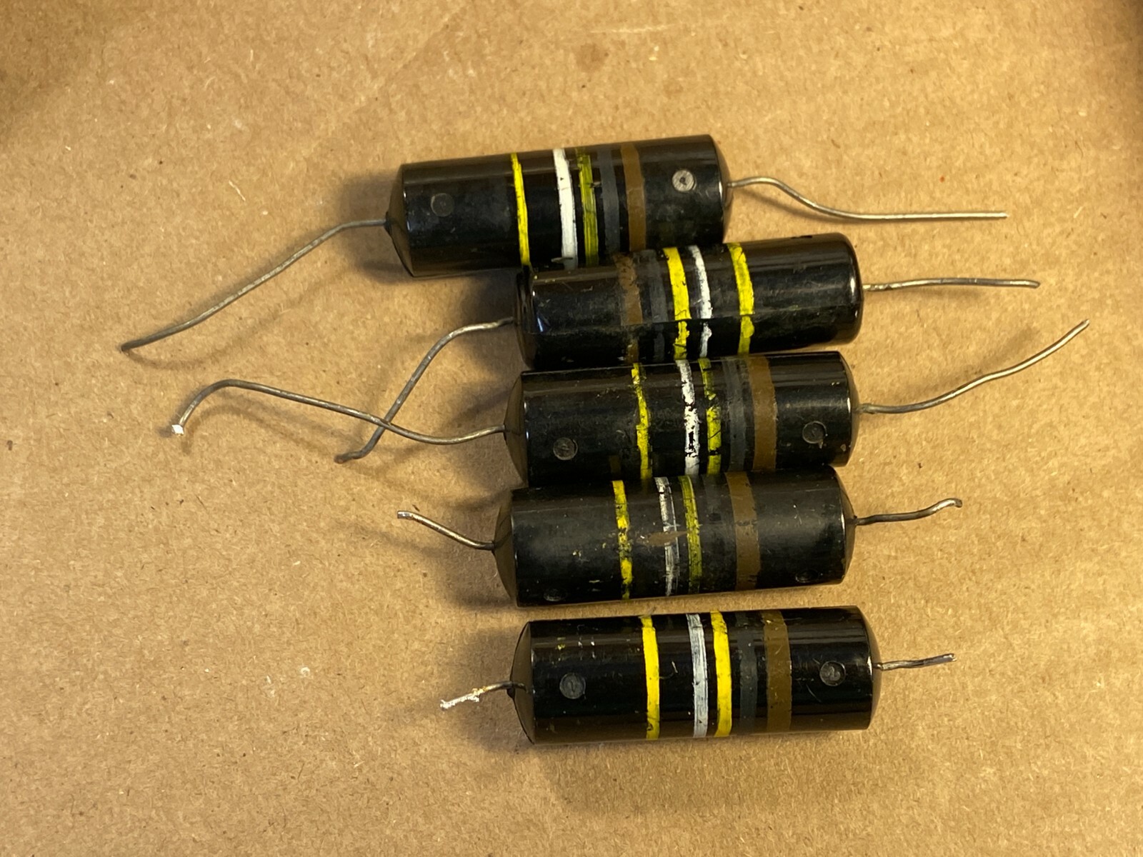5 Matched Sprague Bumble Bee .1 uf 400v Capacitors TEST GOOD .11 Low ...