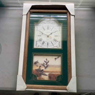 Ingraham Composite Wood Framed Quartz Wall Clock Ducks and Marsh Land ...