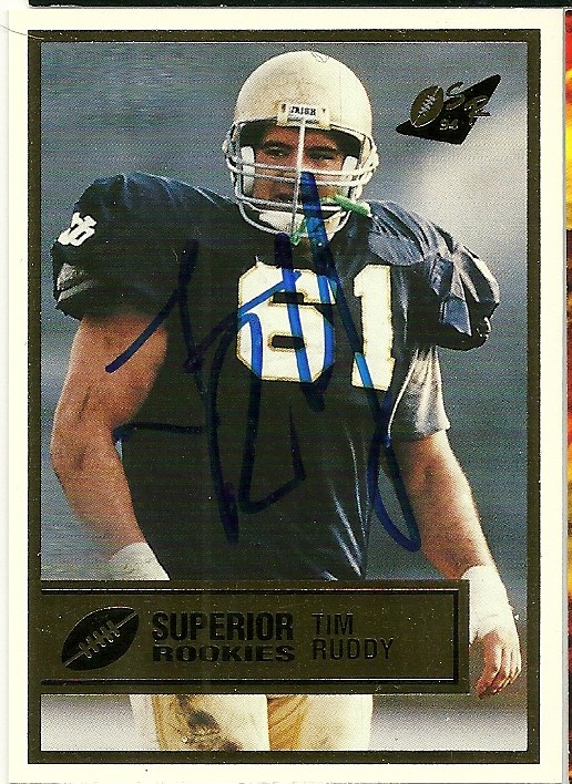 TIM RUDDY Signed Card Lambeau Field NOTRE DAME IRISH DOLPHINS AUTOGRAPH ...