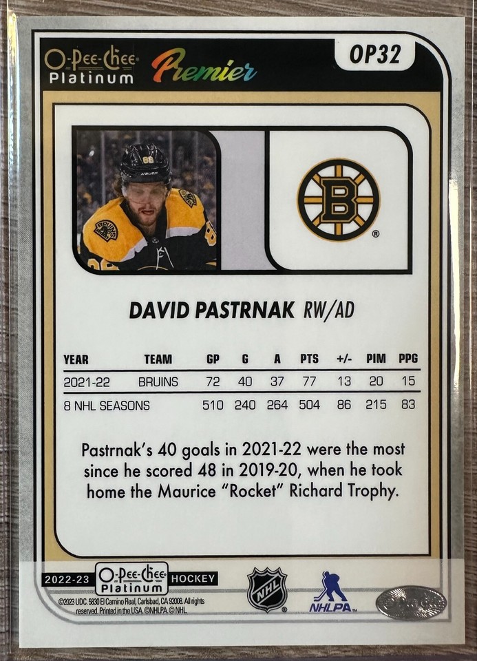 2022-23 OPC PLATINUM DAVID PASTRNAK REFRACTOR PREMIER CASE HIT PARALLEL ...