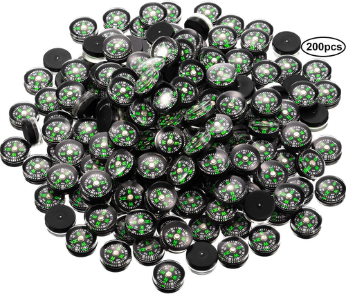200 Pieces Button Compass Mini Black Survival Compass Oil Filled ...