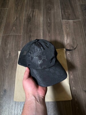 Gucci Cap Black GG Nylon Baseball Mesh Hat Monogram | eBay