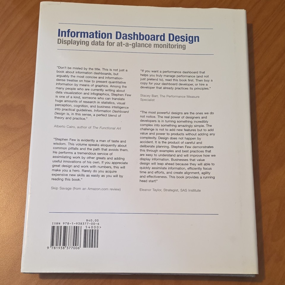 Analytics Press Information Dashboard Design Stephen Few Hardcover 2nd ...