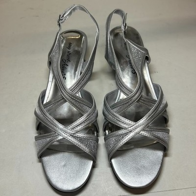Easy Street Womens 9 M Silver Satin Glitter Tristen Strappy