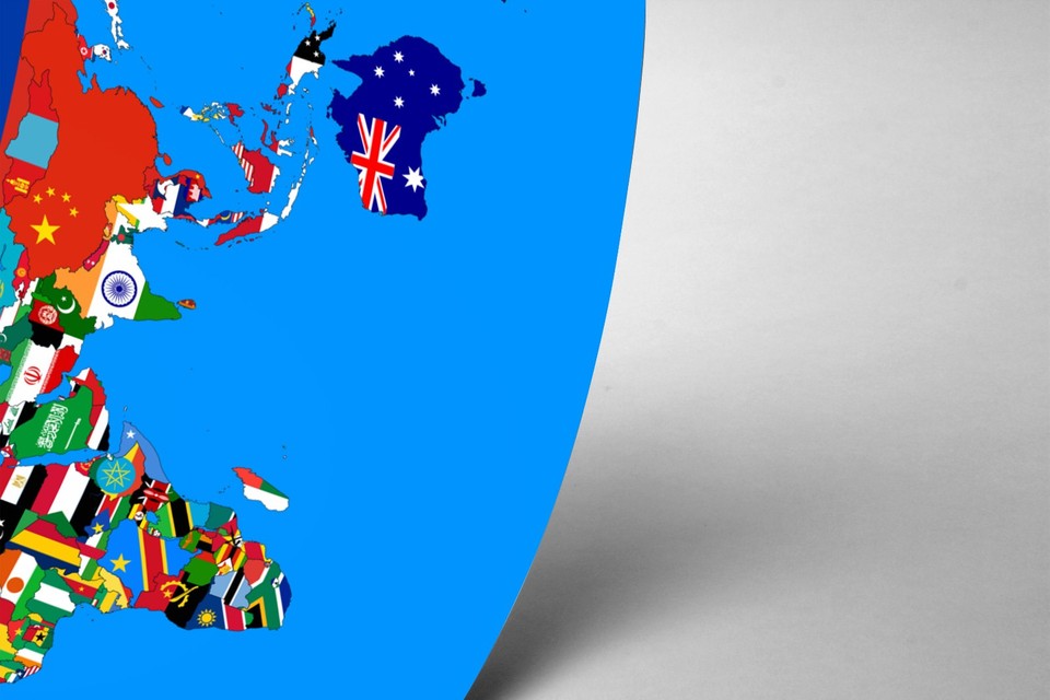 Earth Flag Map of the World Political Wall Mercator Flags Blue BG 18 x ...