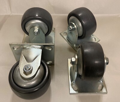 Set of 4 Colson Rigid Plate Casters 4x2in Endura Wheel, Precision BB, 4 ...