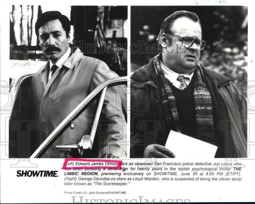 1996 Press Photo Actors Edward James Olmos, George Dzundza - "The ...