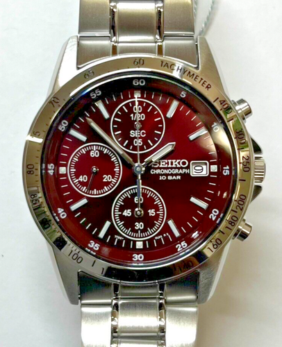 SEIKO SEIKO SPIRIT SBTQ045 Chronograph Men's Watch 10 BAR Red New in ...