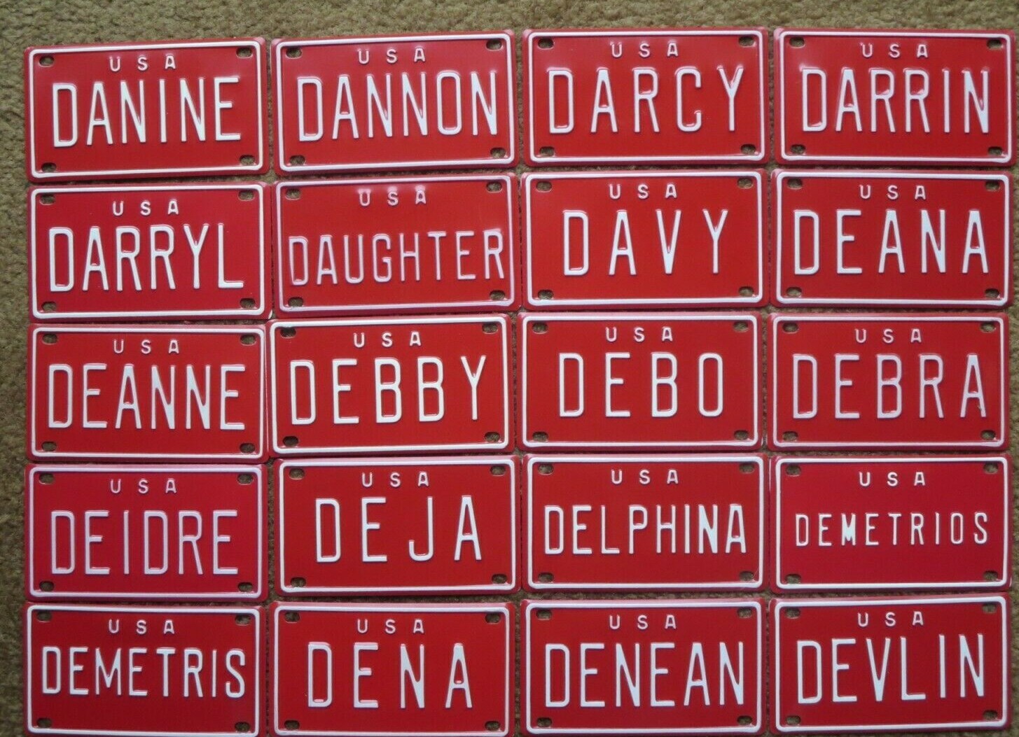 1960's Vintage U S A Mini Bike Vanity Metal Red License Plate Darryl ...