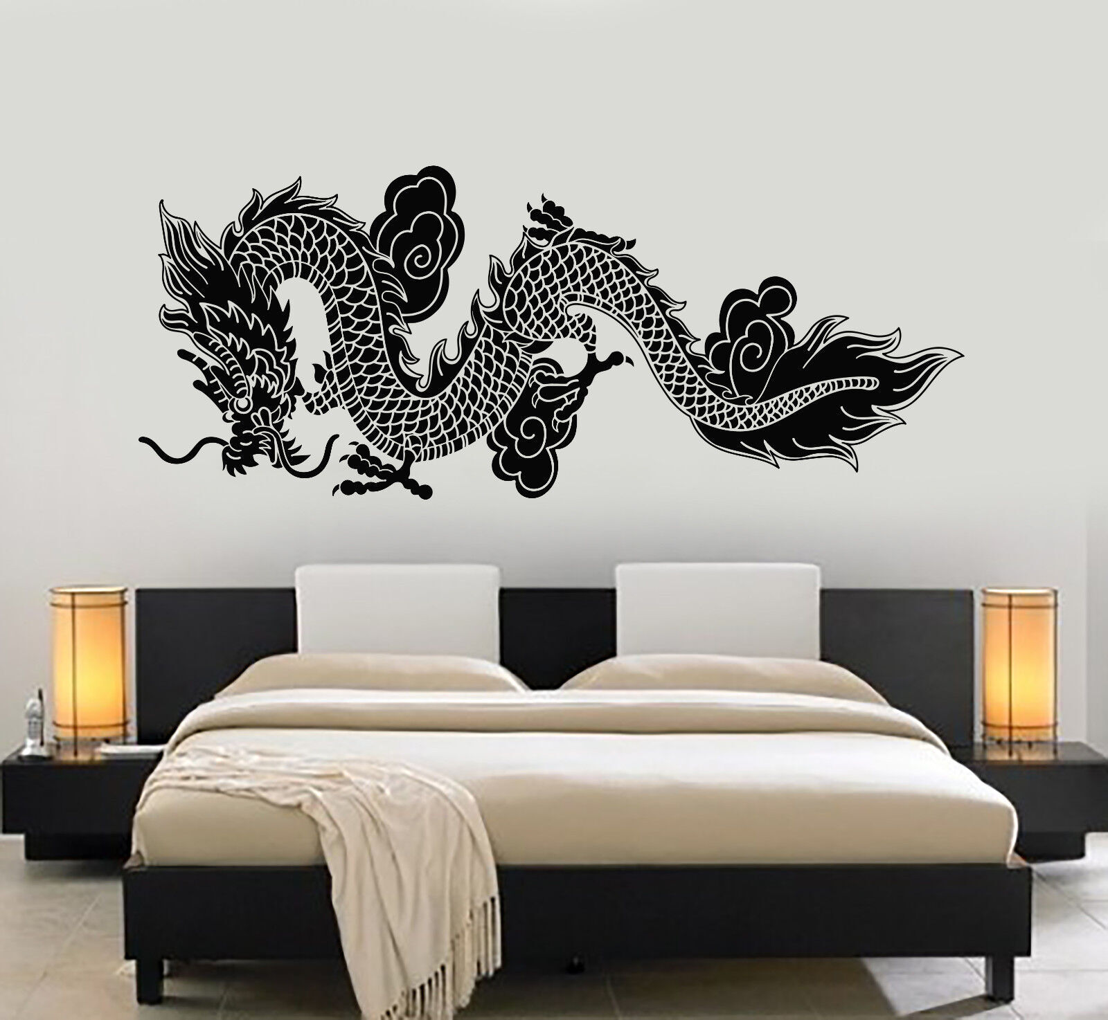 Vinyl Wall Decal Chinese Flying Dragon Fantasy Asian Style Stickers ...