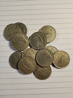 IRISH LARGE 10p coin ten pence HARP and SALMON Eire Ireland Mixed Dates ...