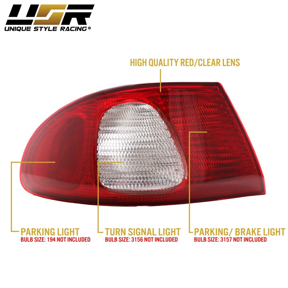 JDM Red / Clear Rear Outer Pair Rear Brake Tail Lights for 98-02 Toyota ...