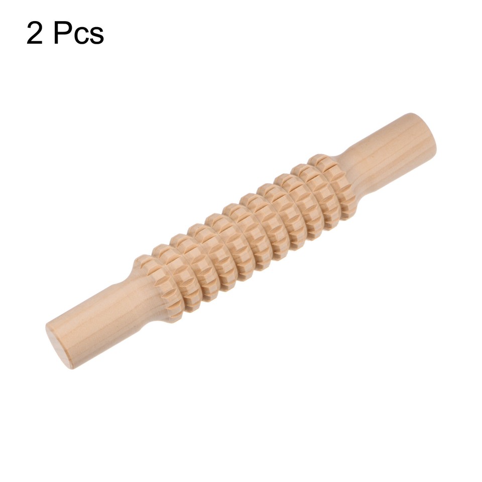2pcs Wood Clay Roller Lattice Texture Rolling Emboss Wood 21cm x 3.5cm ...