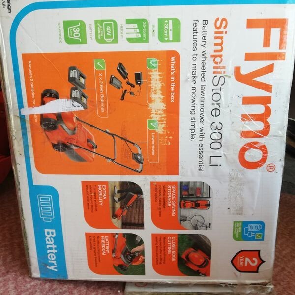 Flymo 40V SimpliStore 300 Li Cordless Lawnmower - Silver Grade | eBay UK