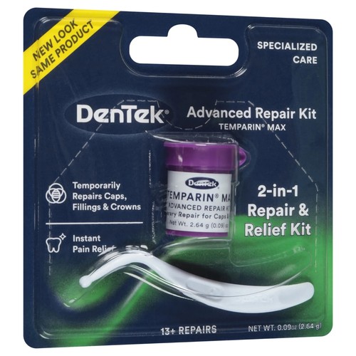 DenTek ADVANCED DENTAL REPAIR KIT for CAPS FILLINGS CROWNS Instant Pain ...