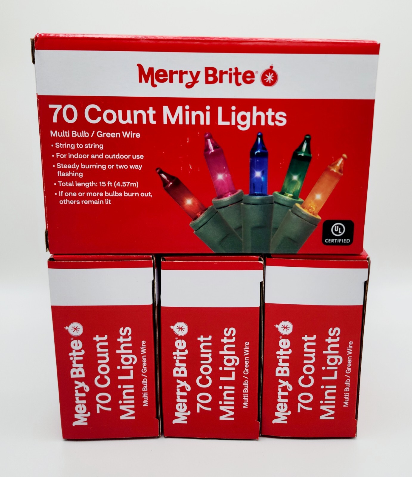 Lot of 4 MERRY BRITE 70 COUNT MINI Indoor & Outdoor COLORED LIGHTS Multi Bulb | eBay