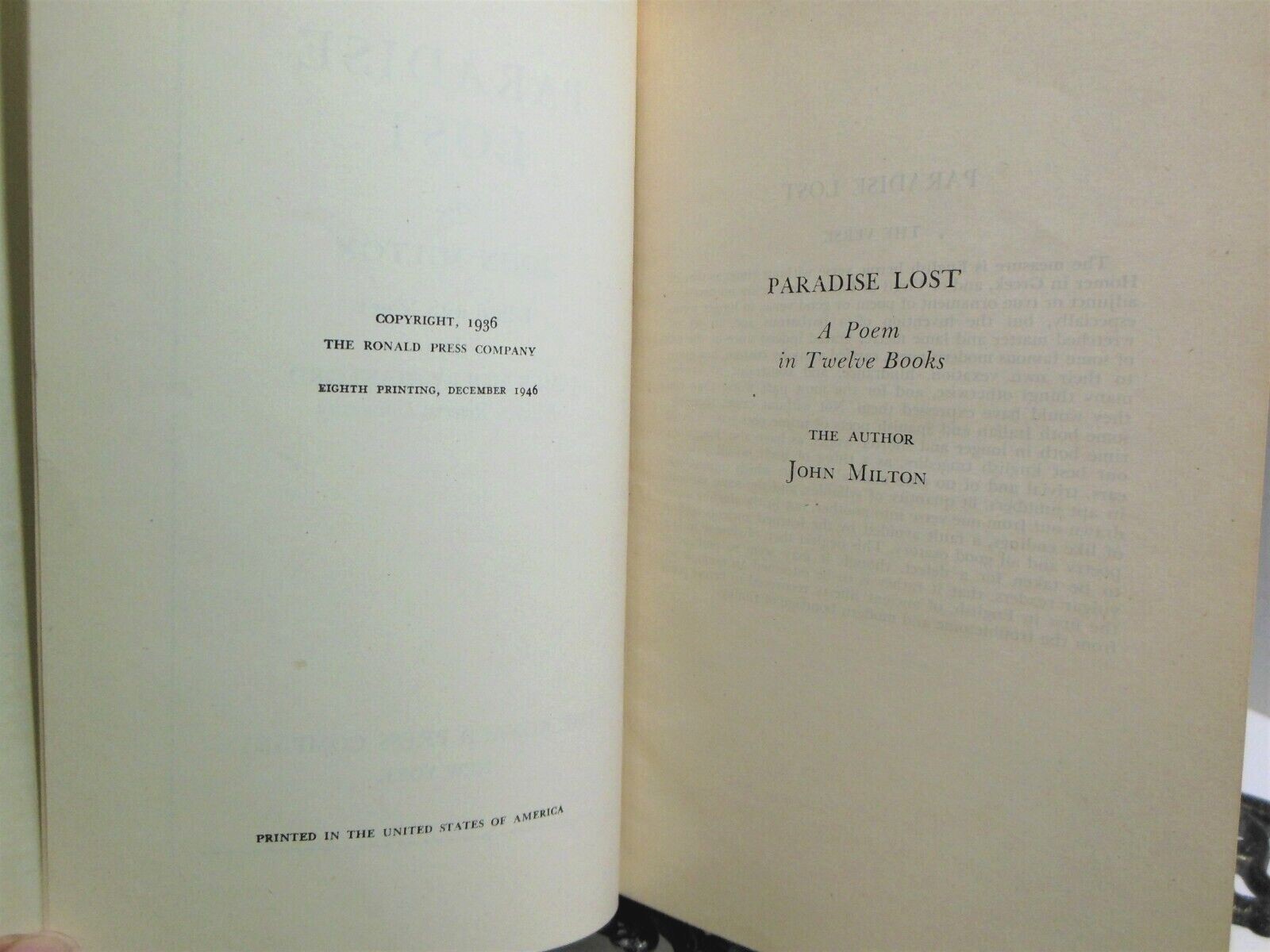 John Milton Paradise Lost 1946 HBDJ Fall of Man Adam Eve Temptation ...