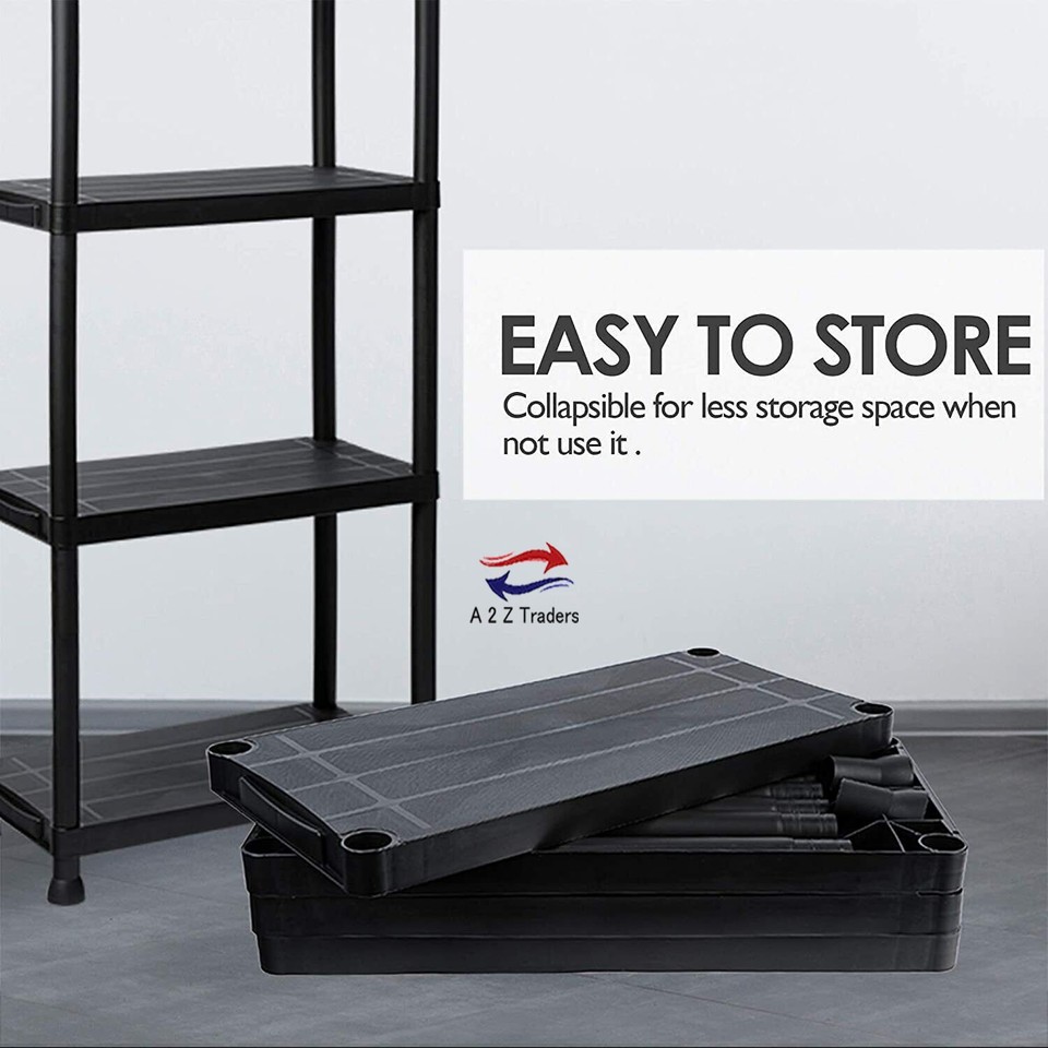 2x 4 Tier Plastic Shelf Shelving Shelves Rack Racking Home Storage Unit ...