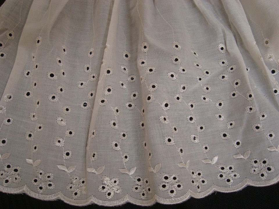 NWT TWIN FULL Embroidery EYELET BEDSKIRT Dust Ruffle Elastic stretch 15 ...
