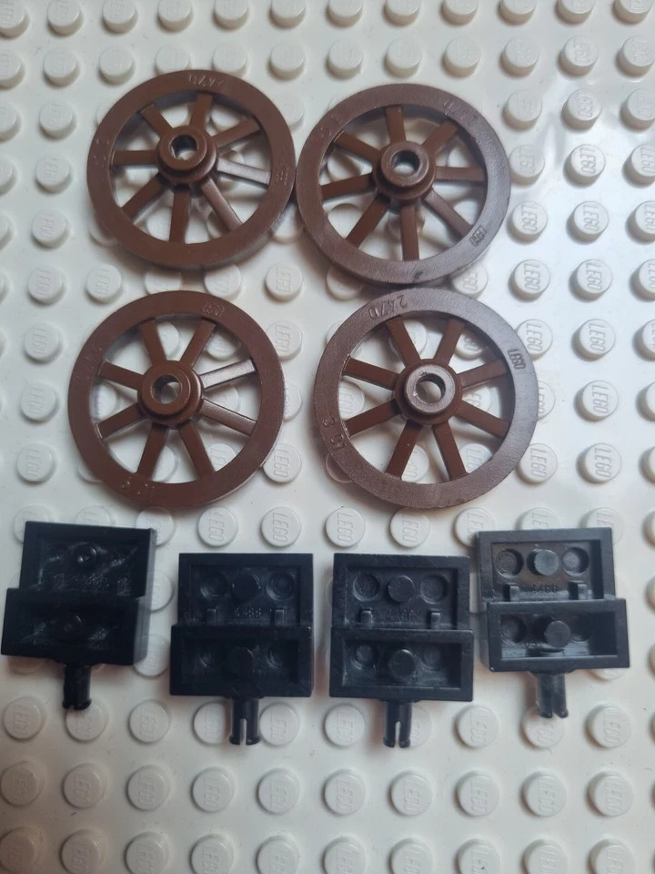 LEGO Brown 2470 Wheel Wagon Small (27mm D.) And Wheel Holder x4 | eBay UK