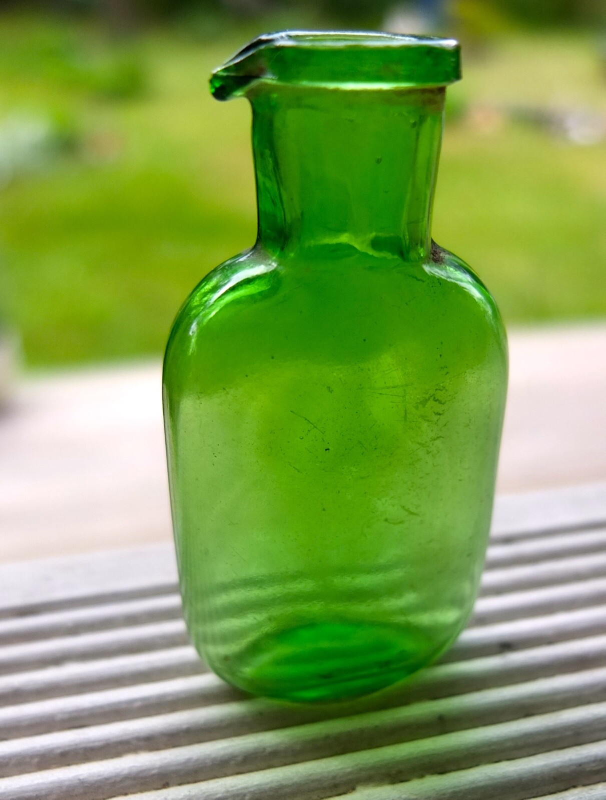 Vintage Green Glass Small Bootle | eBay
