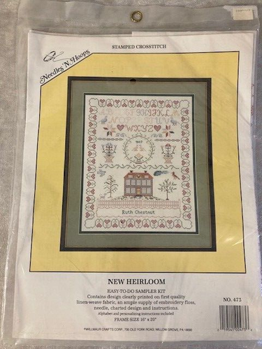 Needles 'N Hoops Stamped Cross Stitch Sampler Kit New Heirloom 16" x 20 ...
