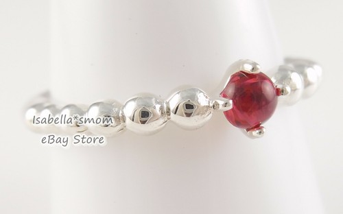 BLAZING RED BEADED Authentic PANDORA July Ring 198867C02 9 (60) NEW w ...