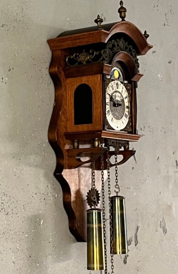 Vintage wall clock Dutch phase moon Franz Hermle Mechanical pendulum ...